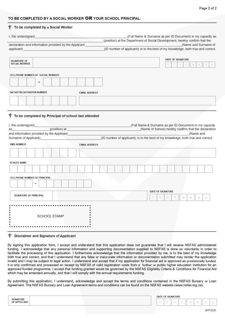 NSFAS Declaration Form 2025 NSFAS Declaration Form 2025